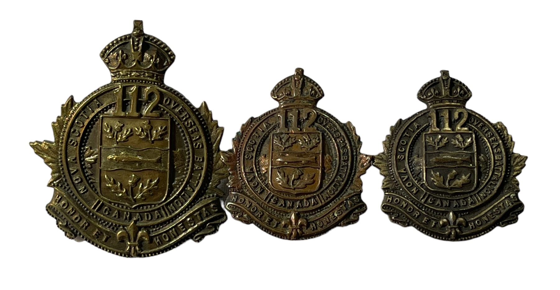 WW1 CEF 112th Battalion Badge Set