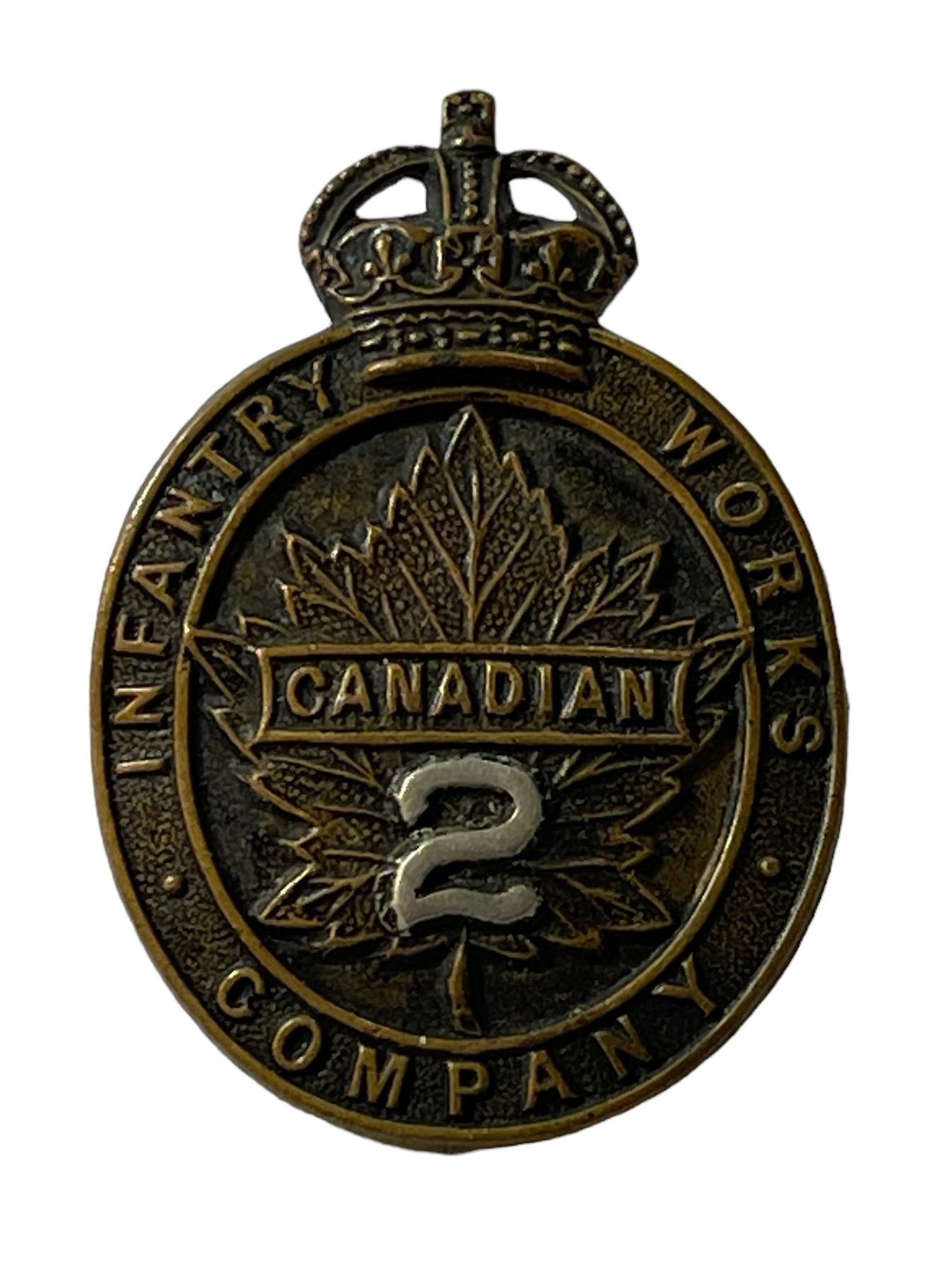 WW1 CEF 2nd Infantry Works Company Collar Badge