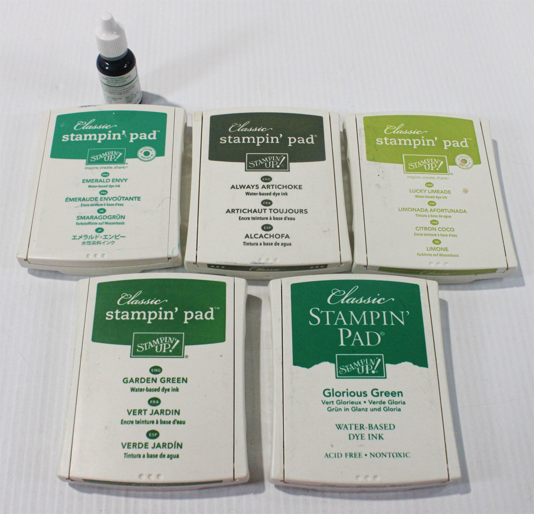5 STAMPIN' UP! INK PADS W/ 2 INK REFILLS