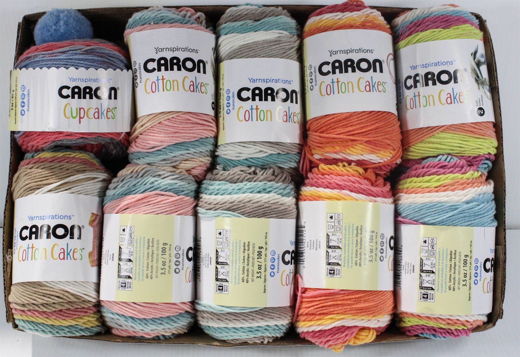 10 SKEINS YARNSPIRATIONS CARON COTTON/CUPCAKES YARN