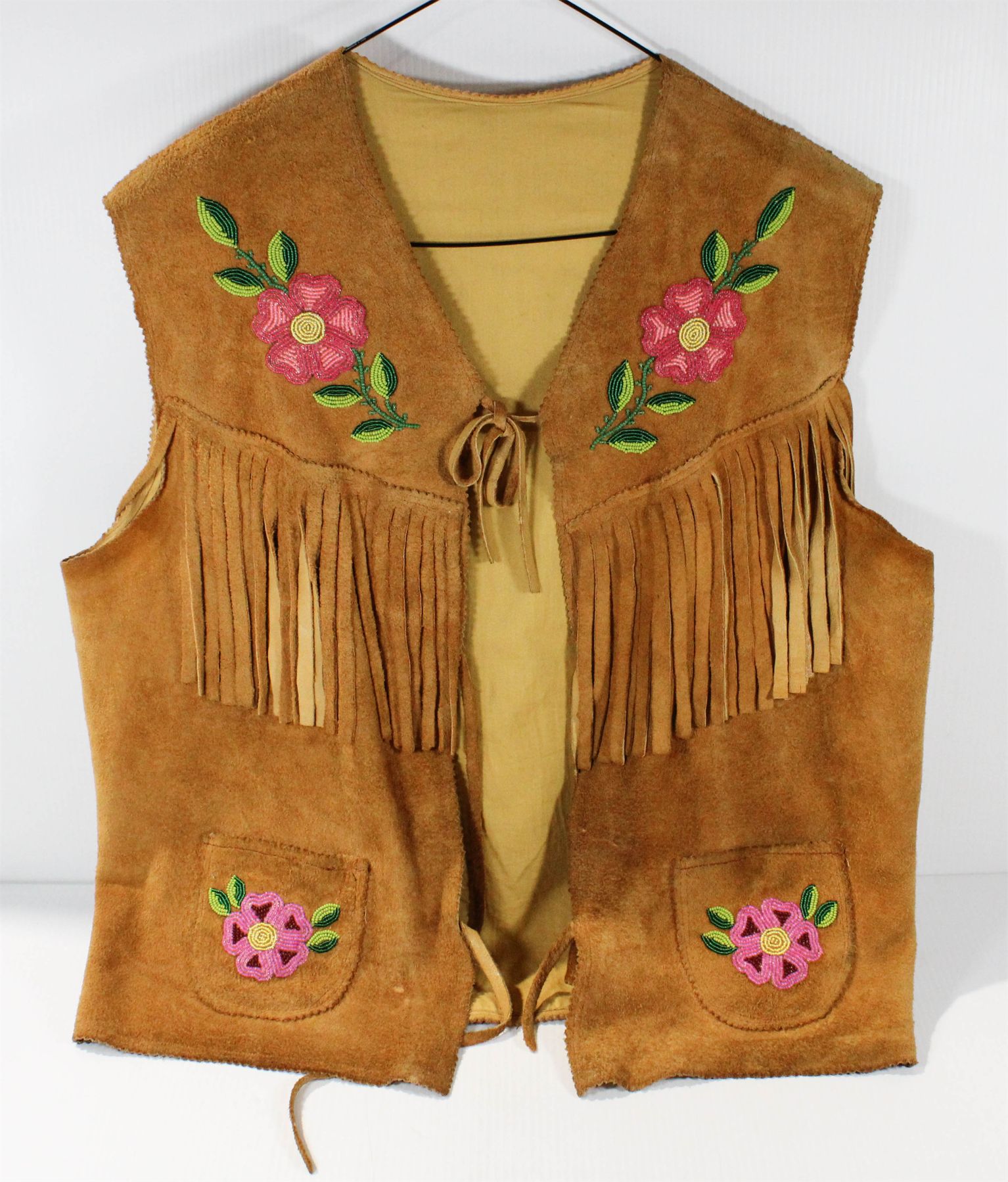 NATIVE BEADED LEATHER VEST