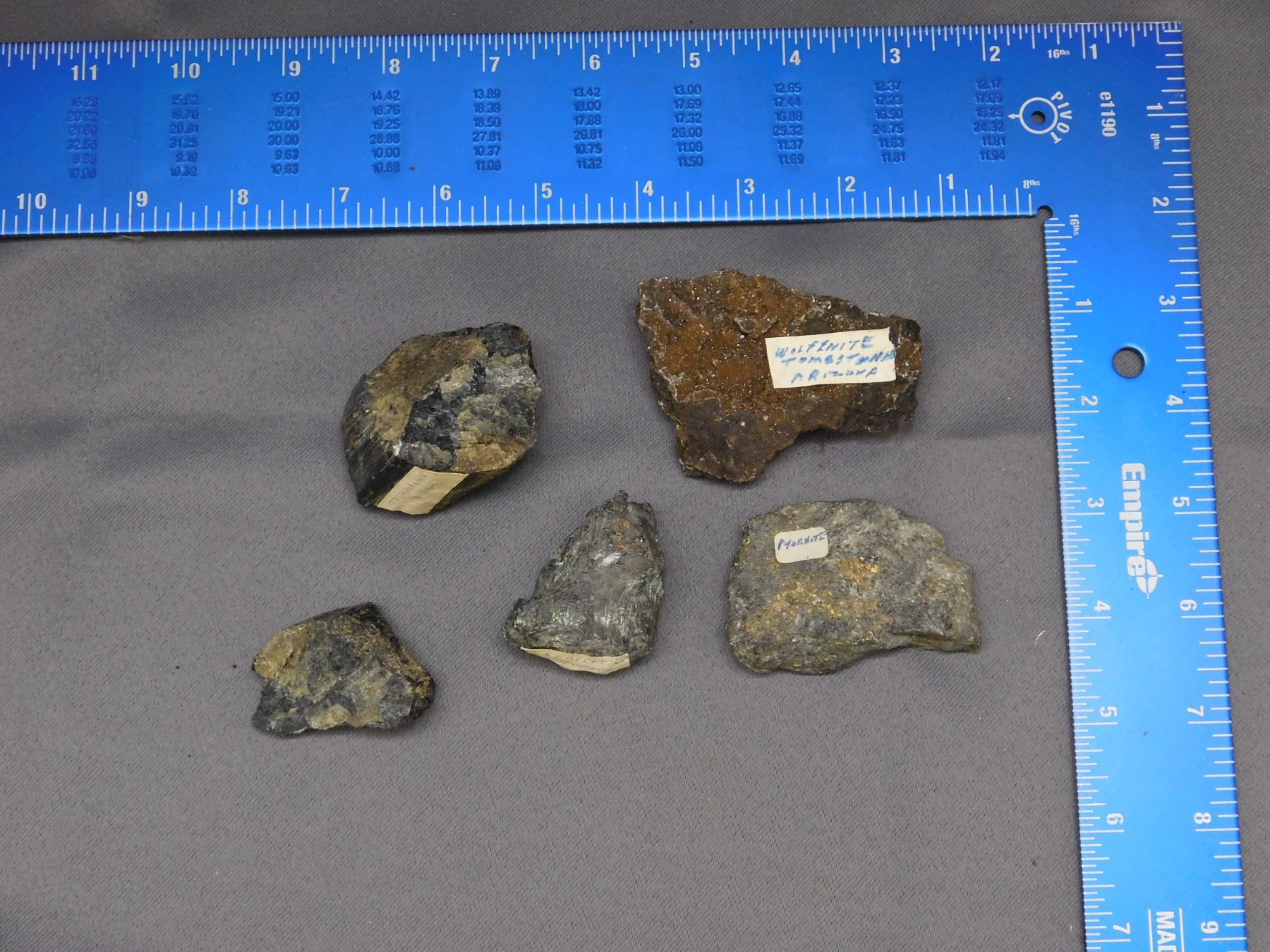 Lot of 5 Mineral Rock Specimens Wolfinite, Pyromite, Serpentine, Tourmaline