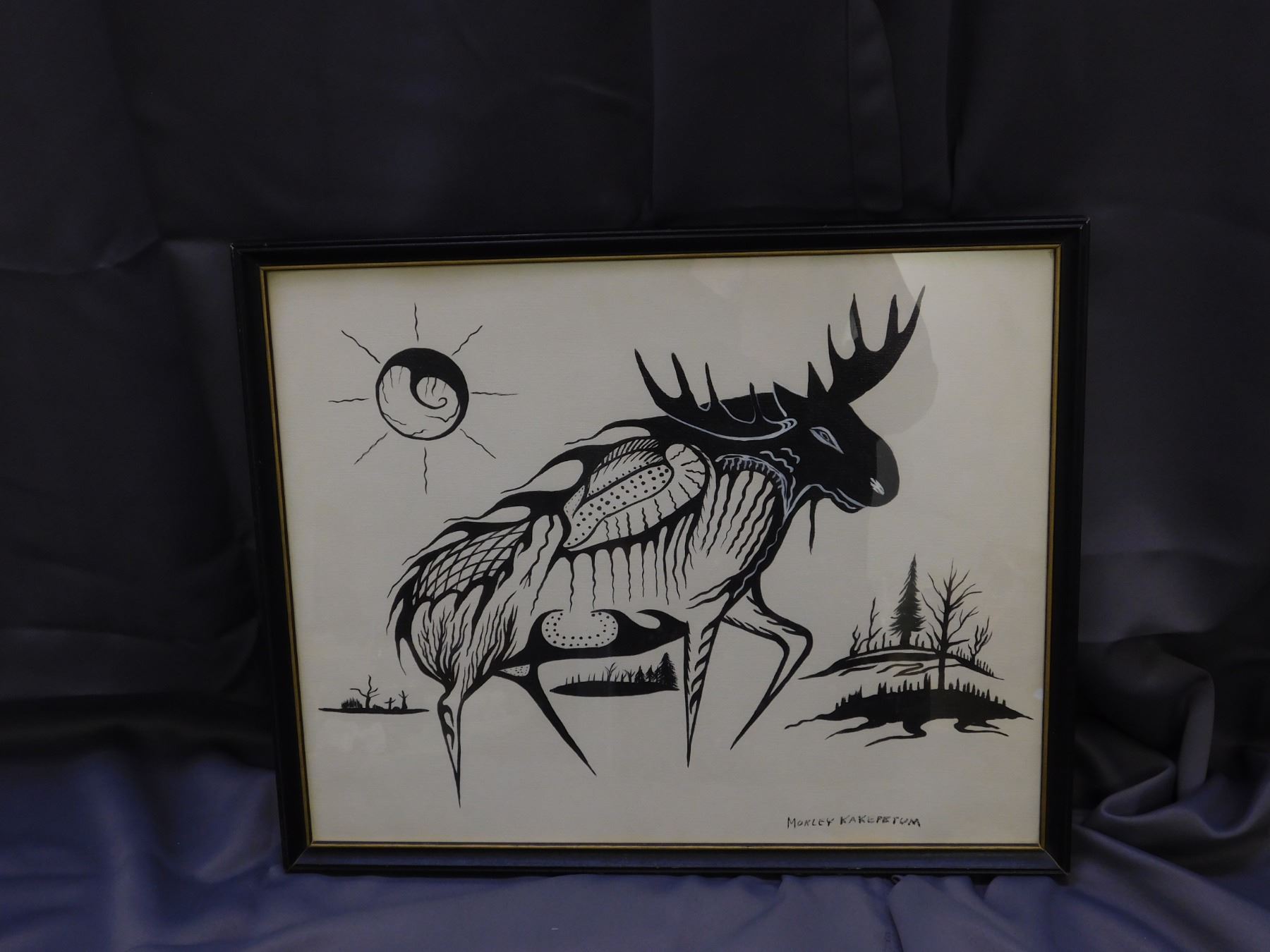 Original Aboriginal Artwork Moose Ink Piece 1970s Artist Signed Morley ...