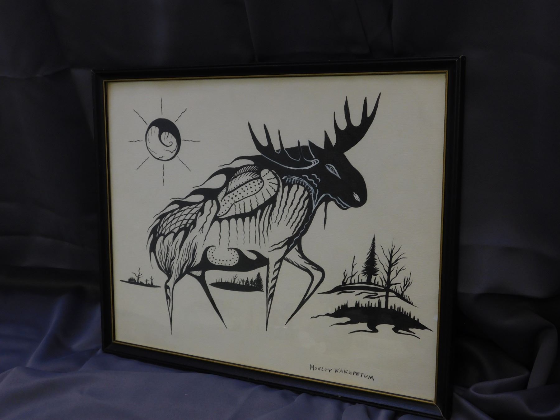 Original Aboriginal Artwork Moose Ink Piece 1970s Artist Signed Morley ...