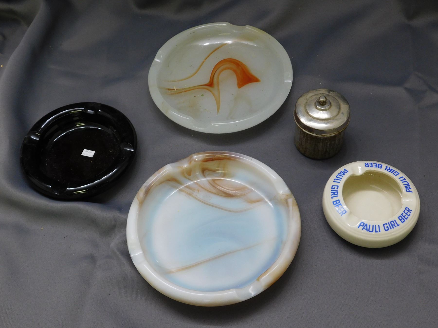 Lot of 5 Glass Inserts for Floor Ashtray and Metal Insert for Airplane ...