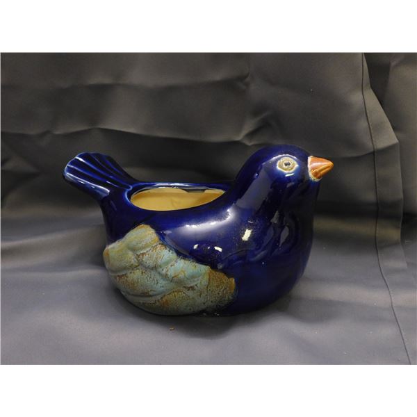 Ceramic Blue Bird Planter Pottery Unmarked