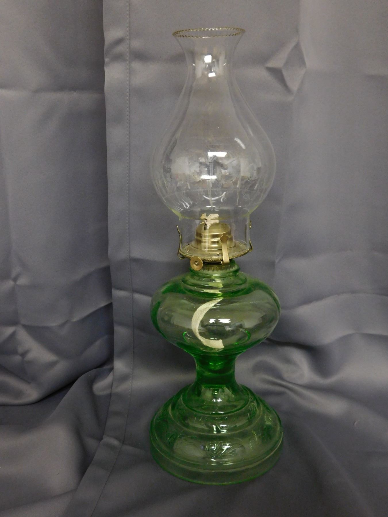 Antique Uranium Glass Oil Lamp