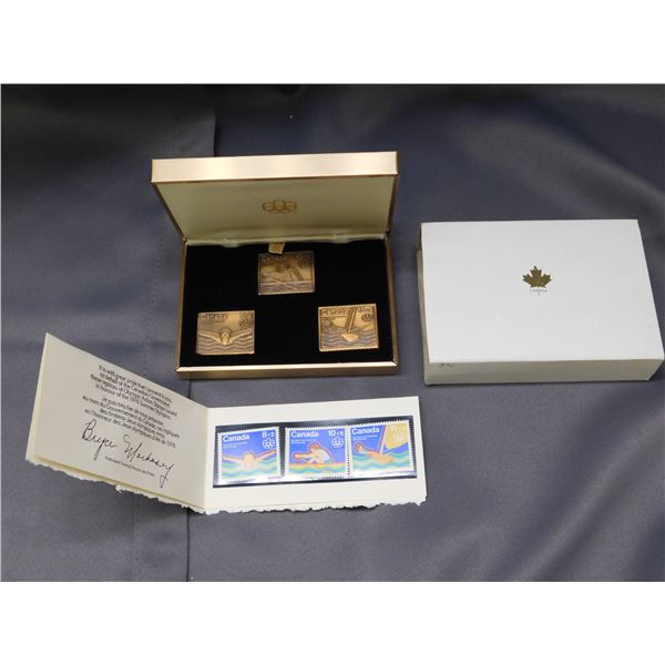 Set of Three Canada Post 1976 Olympic Bronze Stamps & Stamp Medals