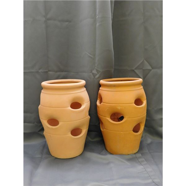 Lot of 2 Terracotta Planters Plant Pots Multi-Opening
