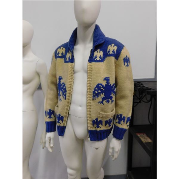 Men's Vintage Cowichan Thunderbird Pattern Knit Sweater
