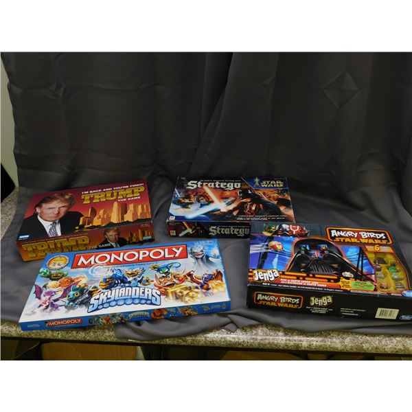 Lot of 4 Tabletop Board Games Monopoly, TRUMP, Stratego, Angry Birds
