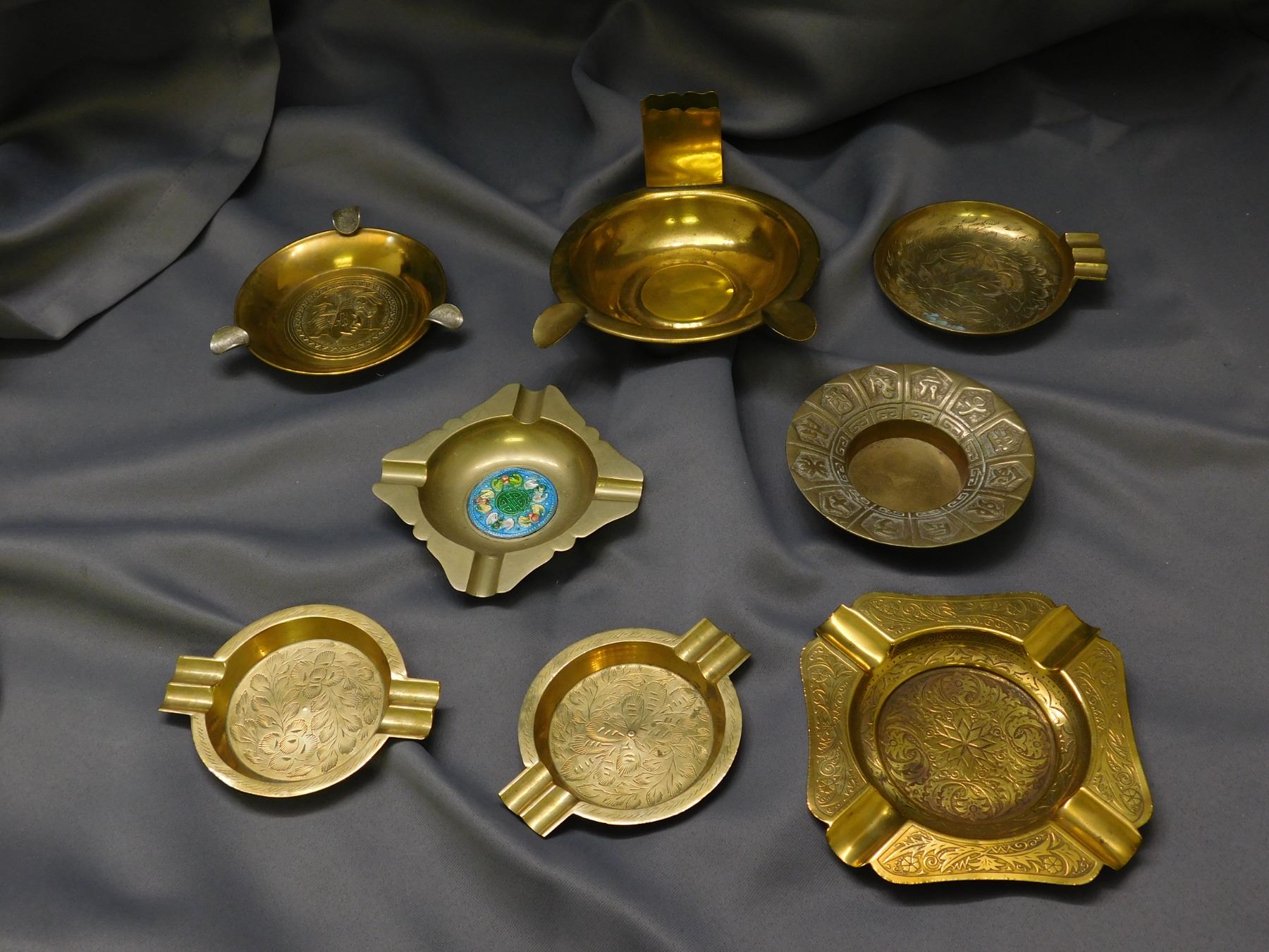 Lot of 8 Brass Ashtrays