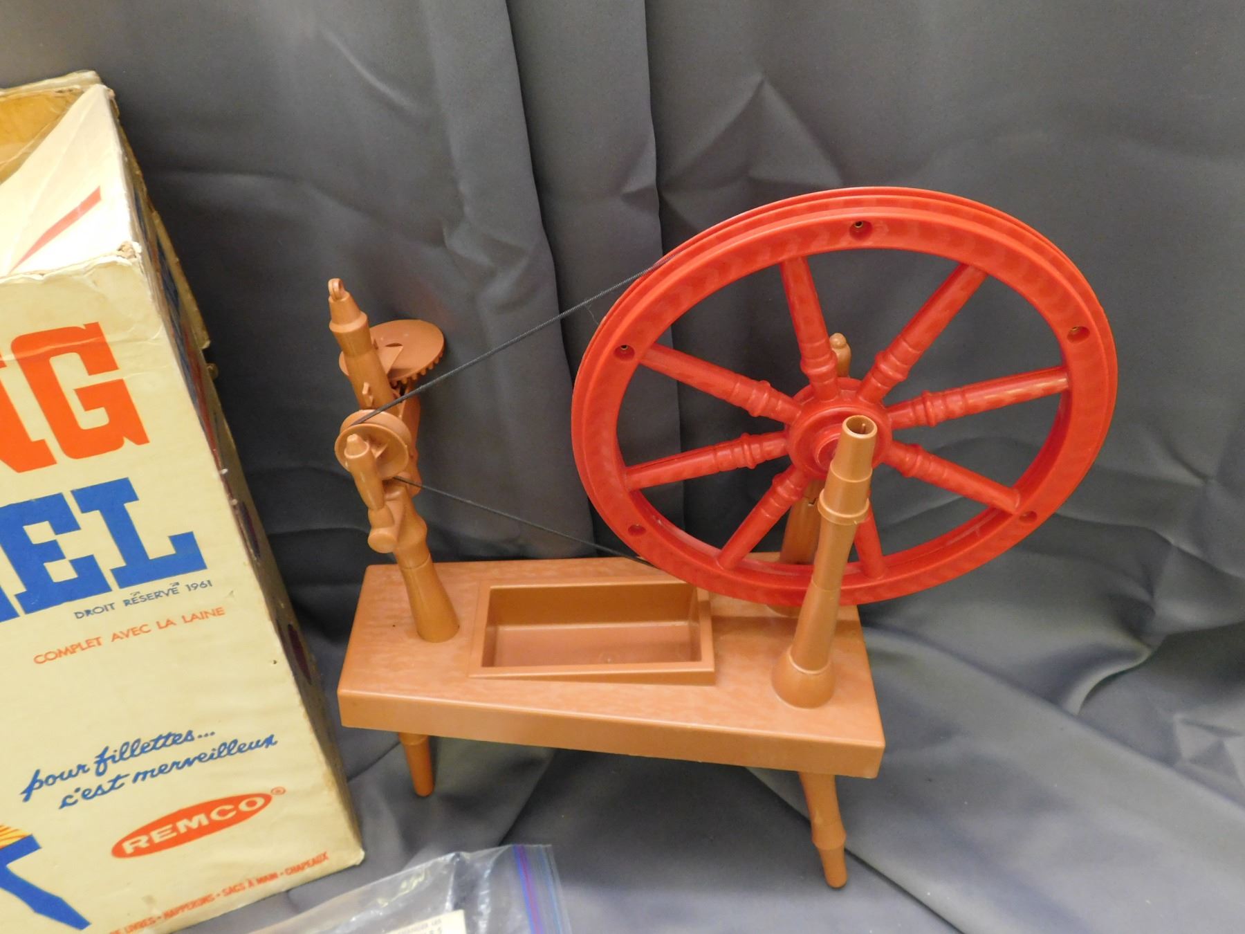 REMCO Little Red Spinning Wheel Vintage Toy In Box