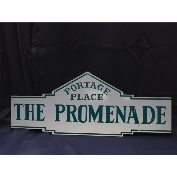 Vintage Portage Place The Promenade Street Sign Double Sided Metal Winnipeg