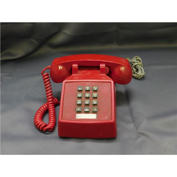 Red Touch Tone Phone ITT Corded Vintage Retro Telephone