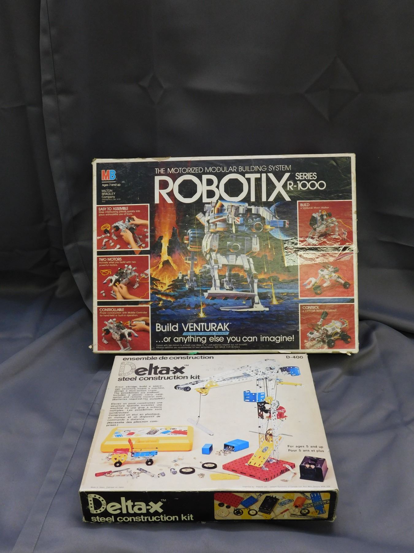 Lot of 2 Vintage ROBOTIX Series R-1000 Milton Bradley and Delta-X Steel ...