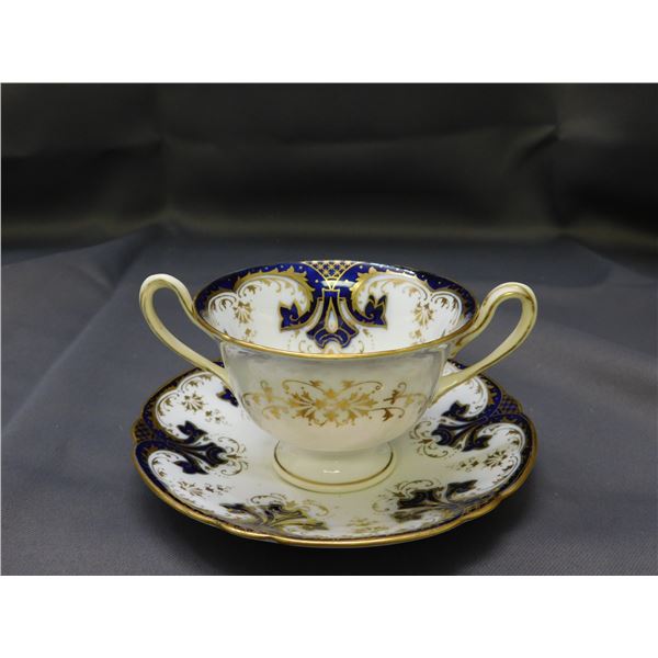 William John Simpson Foley Double Handle Tea Cup and Saucer circa 1911-1915