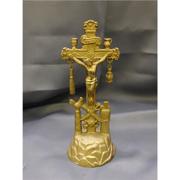 Antique Gilded Gold Catholic Cross Crucifix Jesus Rooster Skull ...