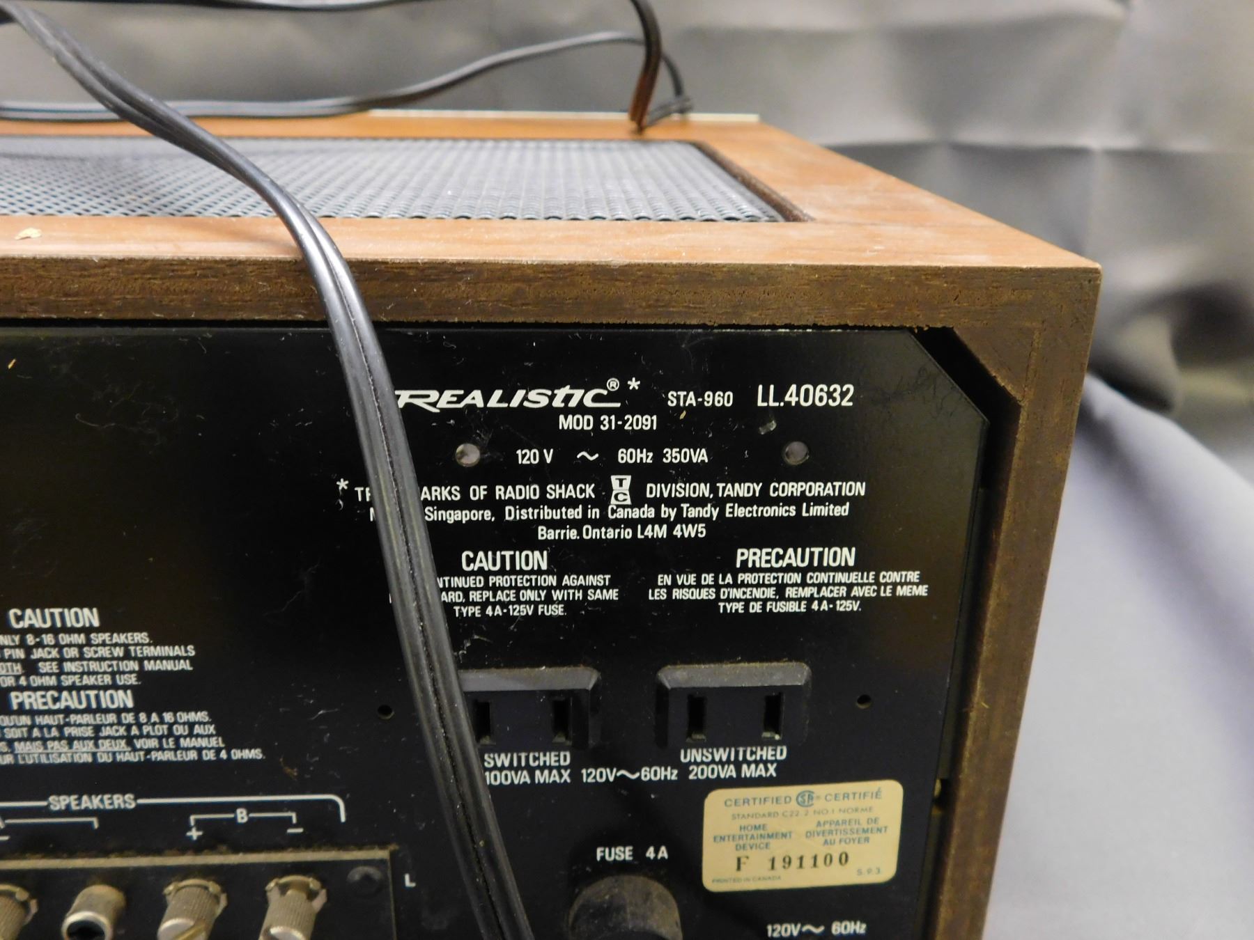 Realistic STA-960 AM FM Stereo Receiver