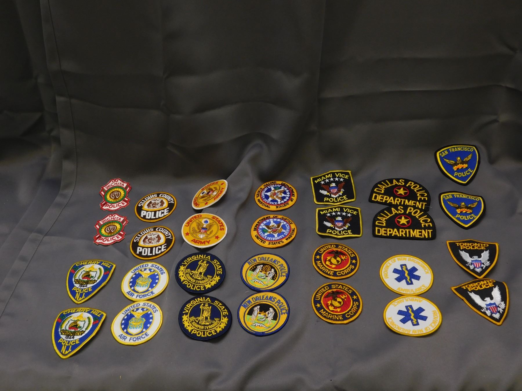 Lot of 28 Police Ambulance Army Shoulder Patches 14 Variations x2 of Each