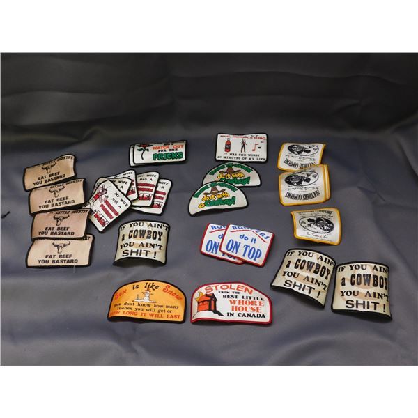 Lot of 25 Assorted Vintage Patches Comedy Gag Novelty Cowboy, Humour