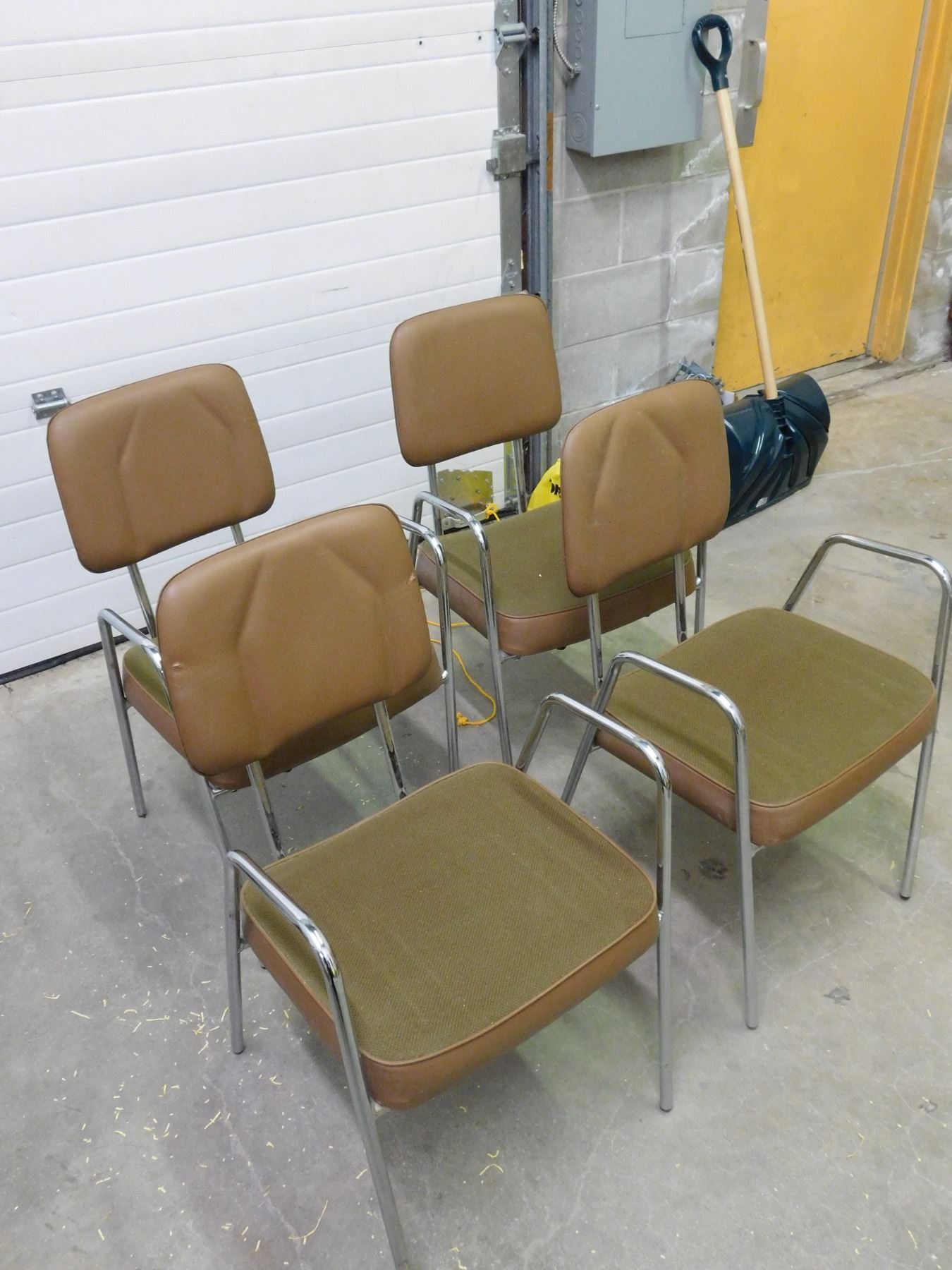 Set of 4 Vintage Stacking Stools Brown Vinyl & Fabric Biltrite ...