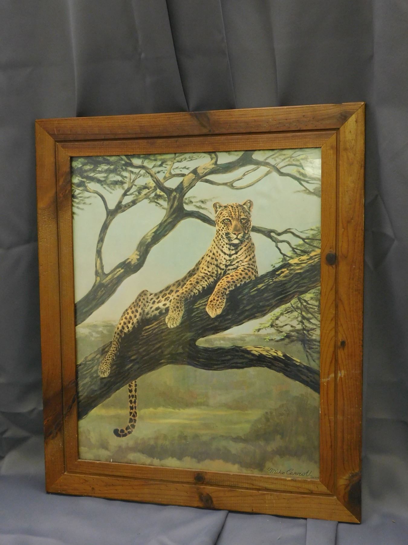 Framed Mike Carroll Lithograph Leopard Wild Cat Art Print