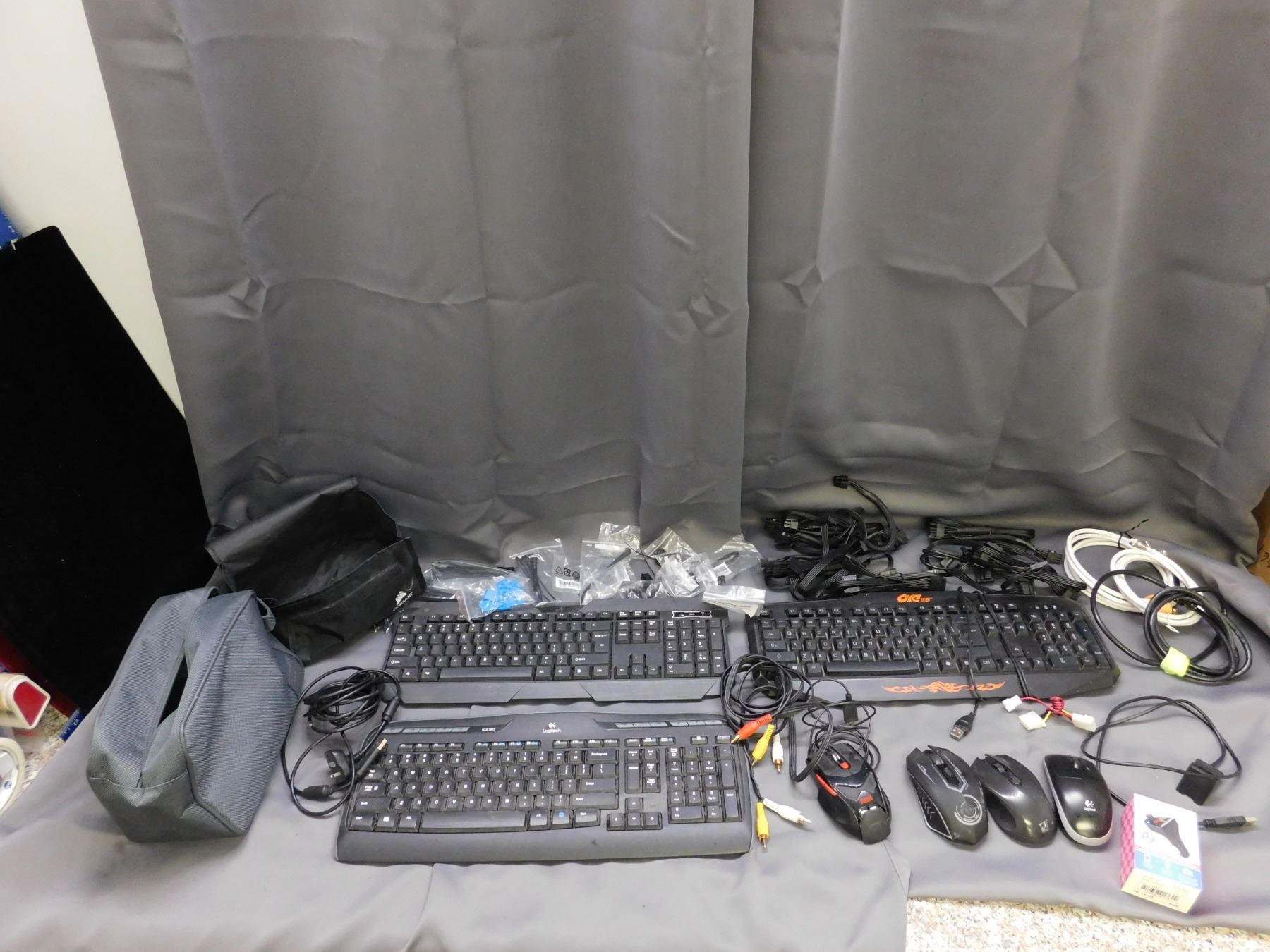 Lot of Assorted Computer PC Items Keyboards, Mice Logitech, Ethernet ...