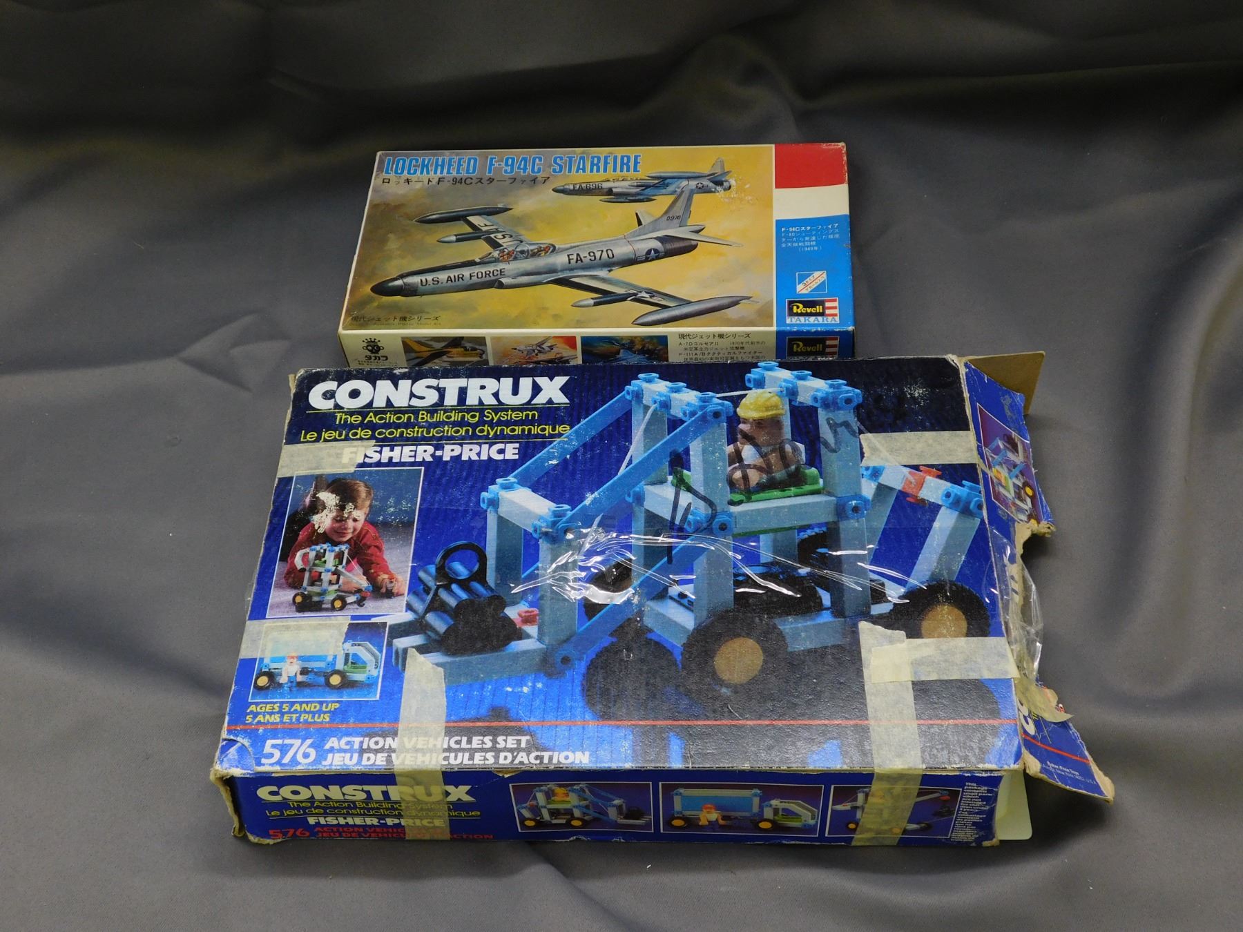 Lot of 2 Construx Action Vehicle Set 576 Fisher Price and Lockheed F ...