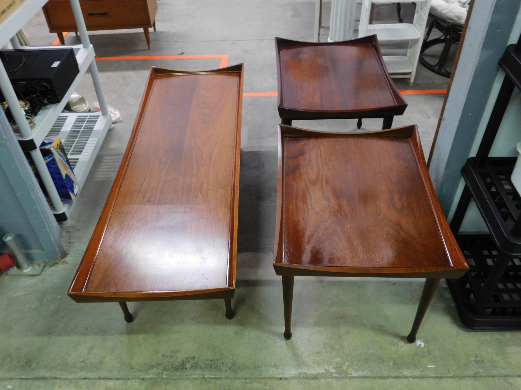 Deilcraft Canada Walnut Coffee Table and Side Tables with Raised Rim ...