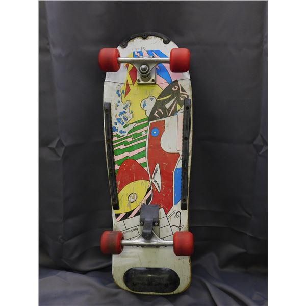 Vintage 1980s Skateboard Abstract Pop Art Transmission Primary Colour