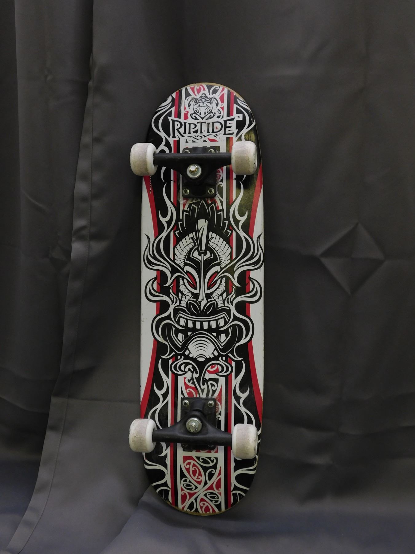 Riptide Skateboard Tiki Demon Mask Black White and Red Double Sided ...