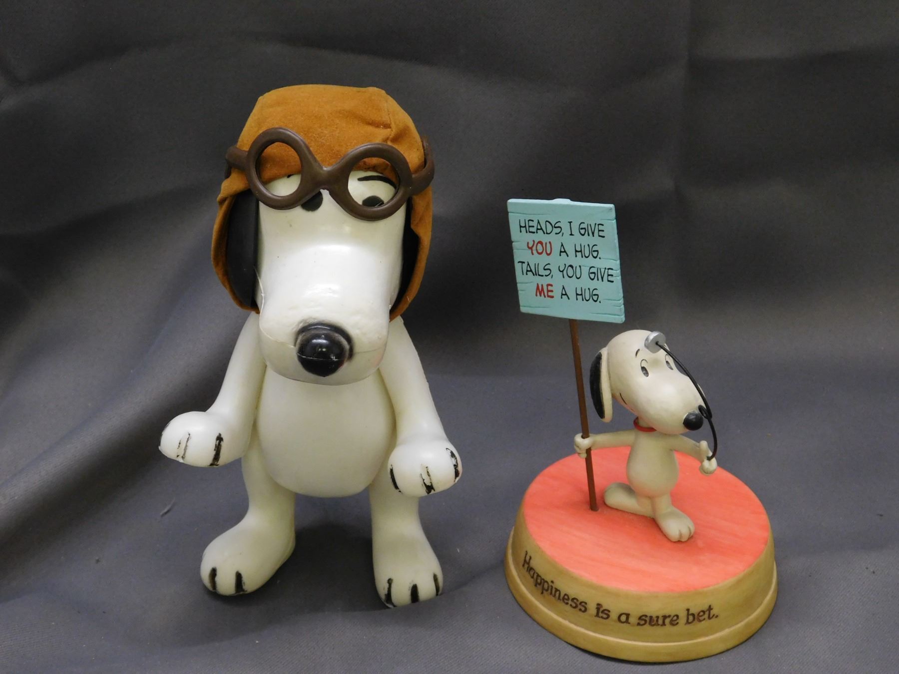 Peanuts Snoopy Hallmark 2015 Statue and 1960s Red Baron Plastic Figure