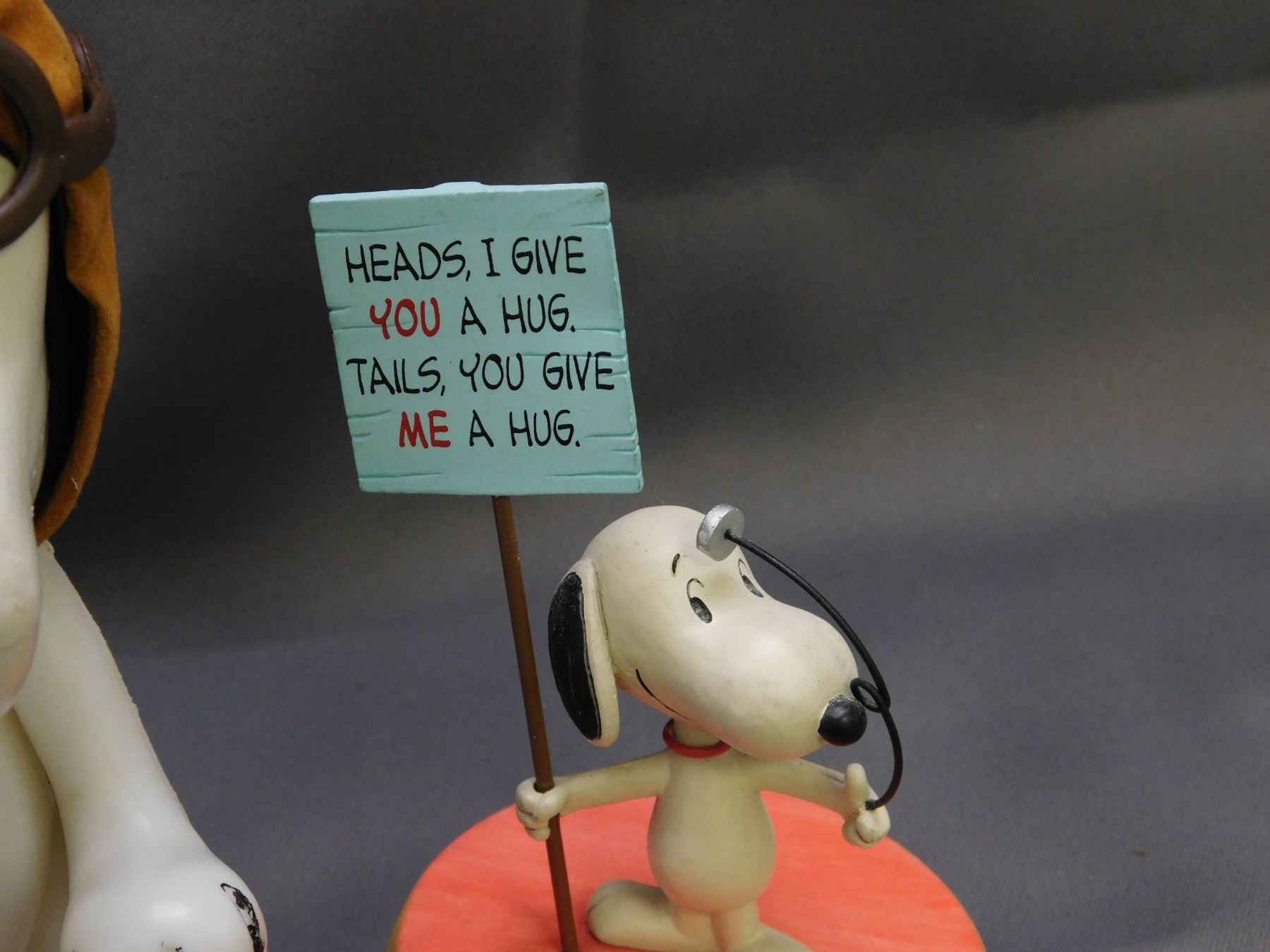 Peanuts Snoopy Hallmark 2015 Statue and 1960s Red Baron Plastic Figure