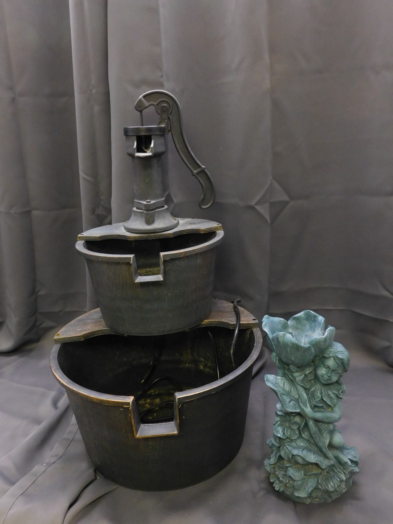 Yard Decor Fairy Pixie Statue and Garden Pump Fountain