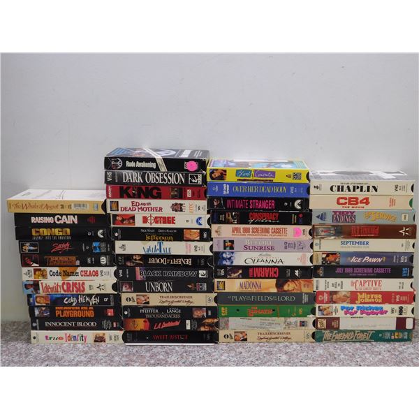 Lot of 50 Vintage Screener/Promo VHS Tapes Assorted Genres and Titles