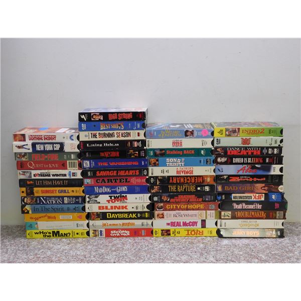 Lot of 50 Vintage Screener/Promo VHS Tapes Assorted Genres and Titles