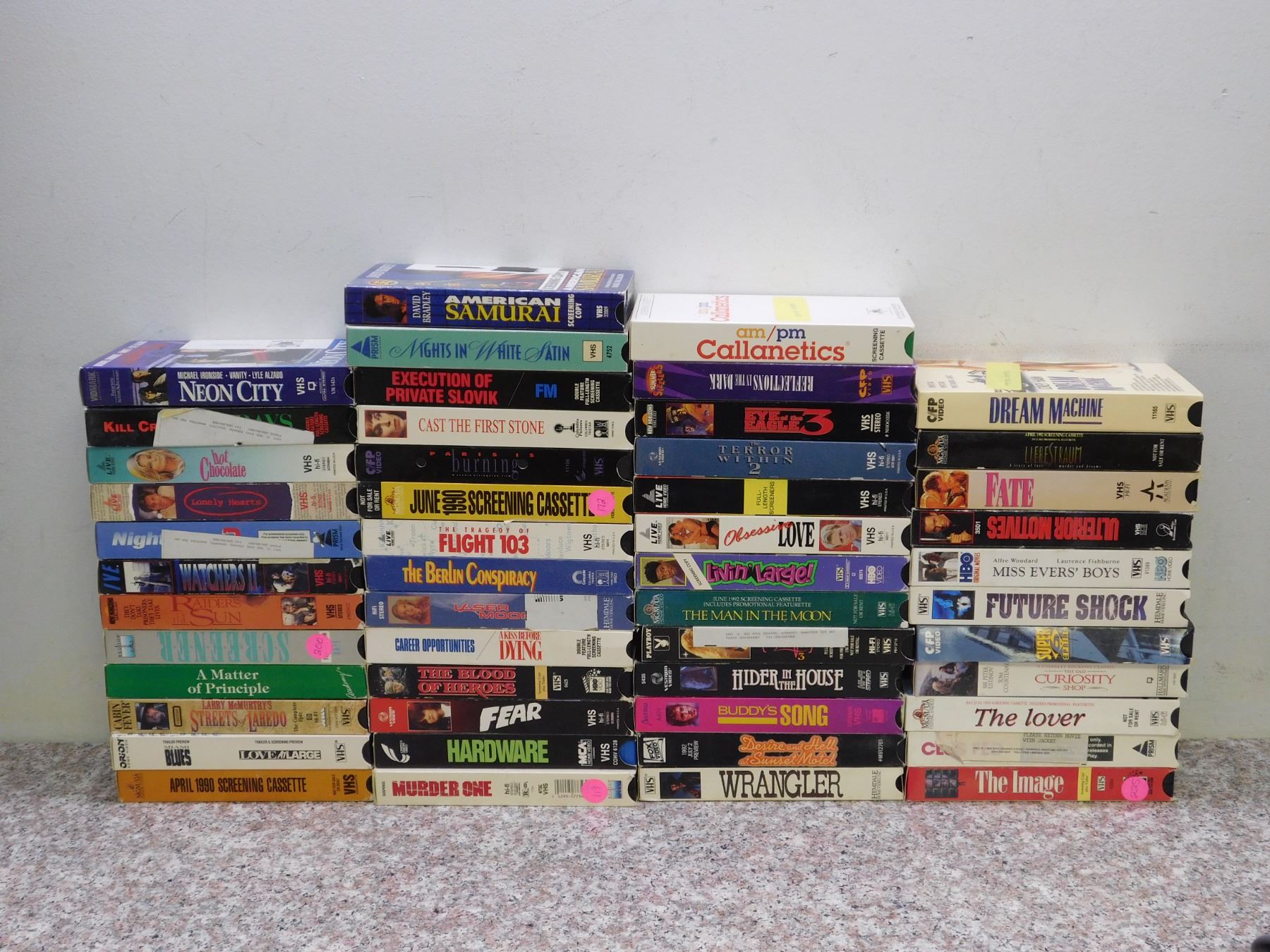 Lot of 50 Vintage Screener/Promo VHS Tapes Assorted Genres and Titles