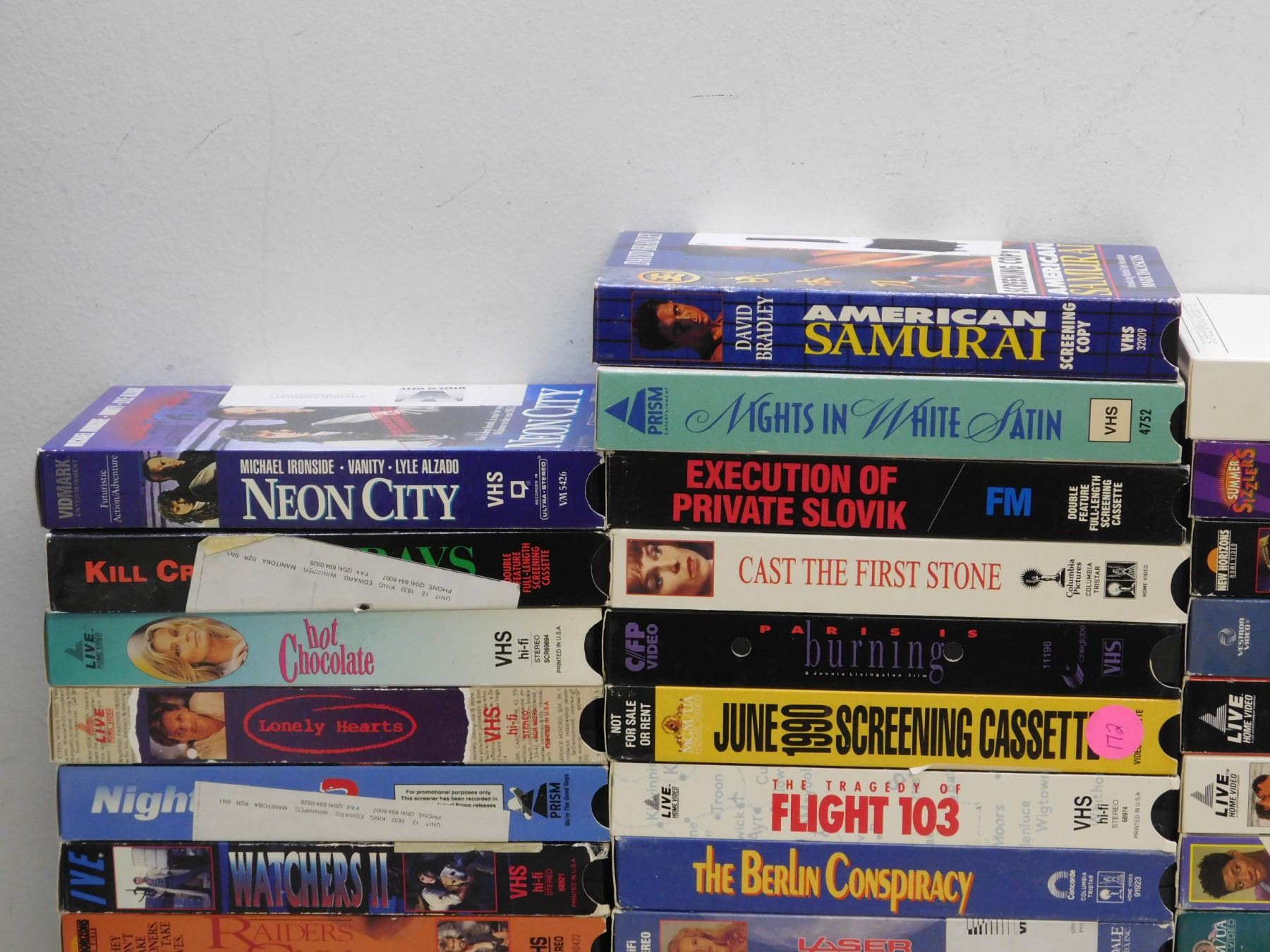 Lot of 50 Vintage Screener/Promo VHS Tapes Assorted Genres and Titles