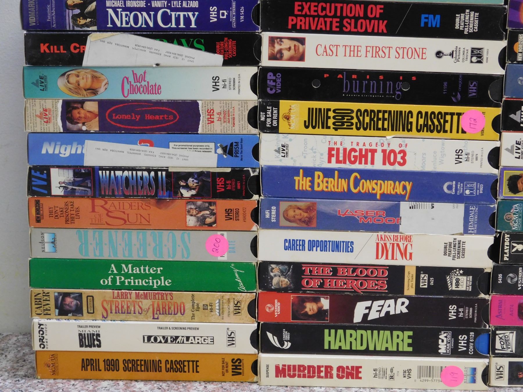 Lot of 50 Vintage Screener/Promo VHS Tapes Assorted Genres and Titles