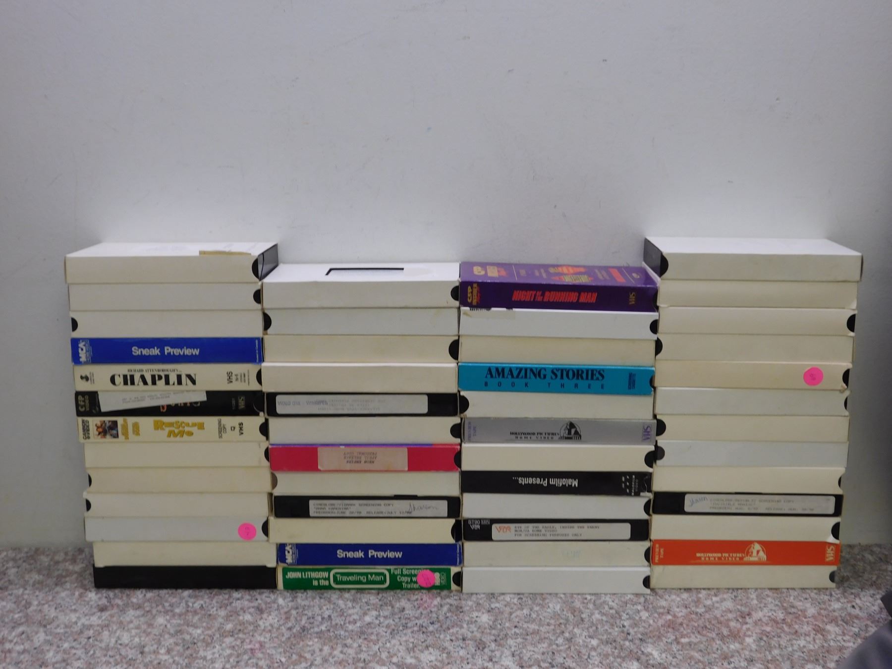 Lot of 50 Vintage Screener/Promo VHS Tapes Assorted Genres and Titles