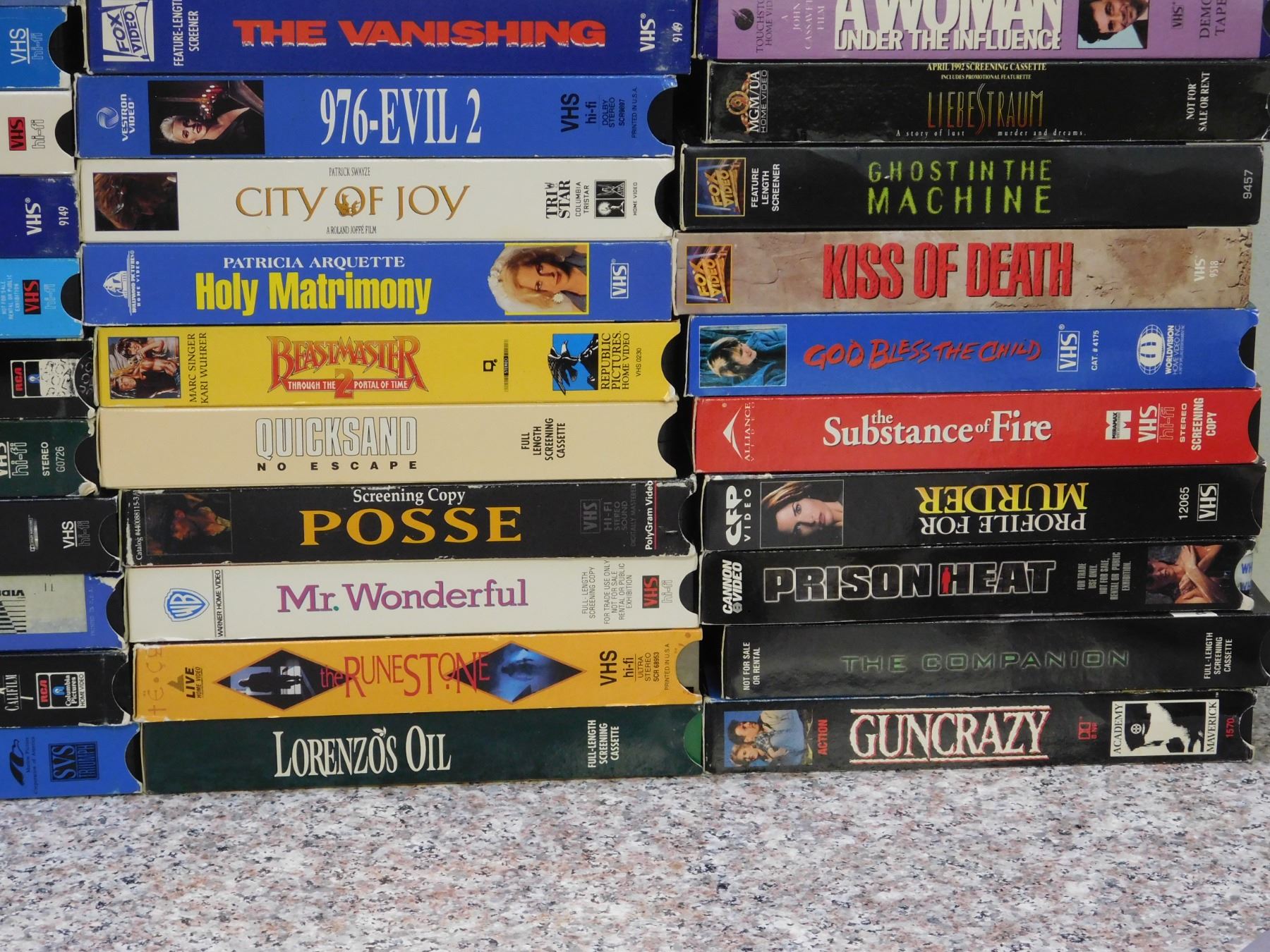 Lot of 50 Vintage Screener/Promo VHS Tapes Assorted Genres and Titles