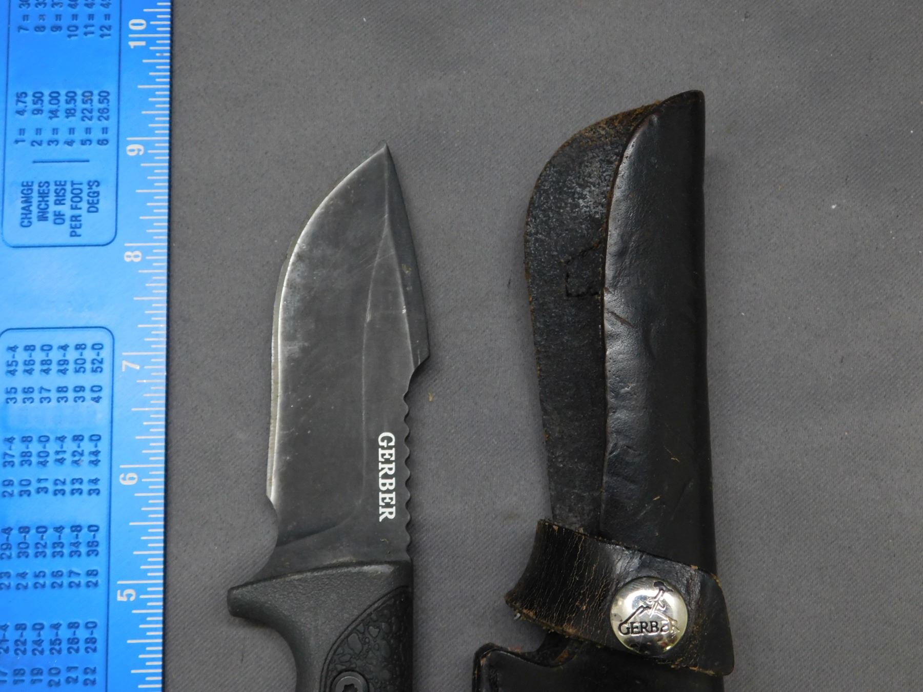 Gerber Fixed Blade Hunting Survival Knife with Leather Sheath