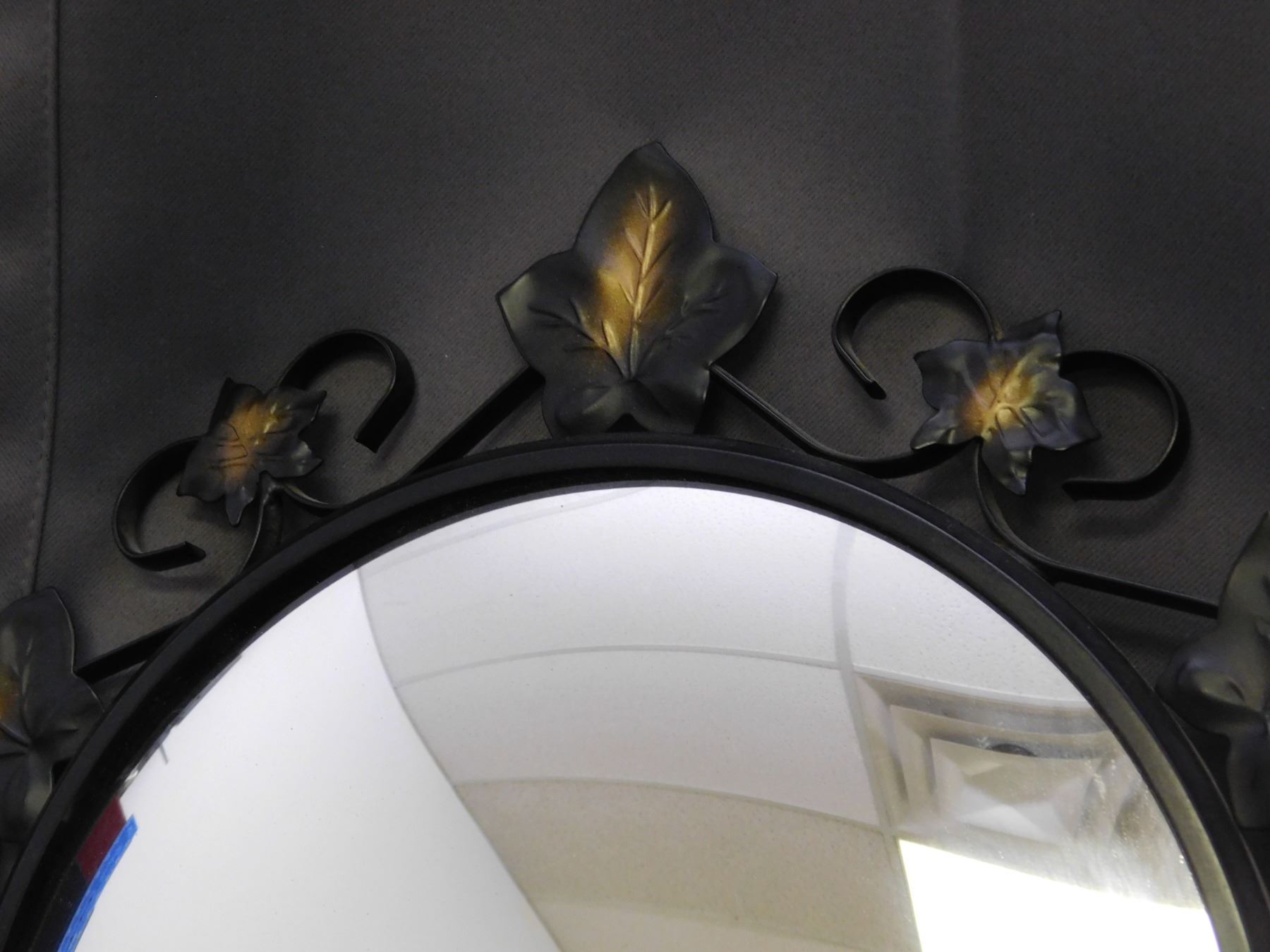 Dome Circular Wall Mirror with Metal Filigree Frame