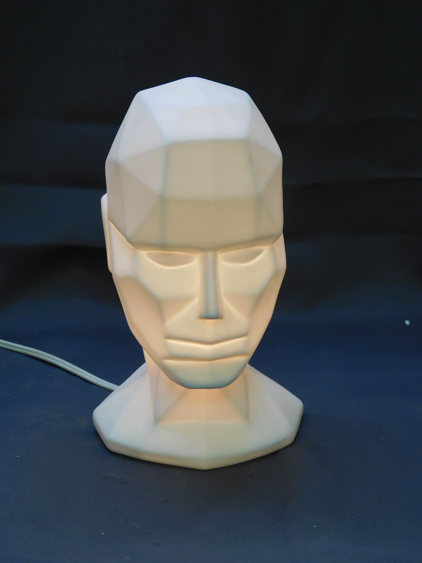 Desk Lamp Ceramic 3D Male Sculpt Cubeist Head Lamp Lofi Vaporwave
