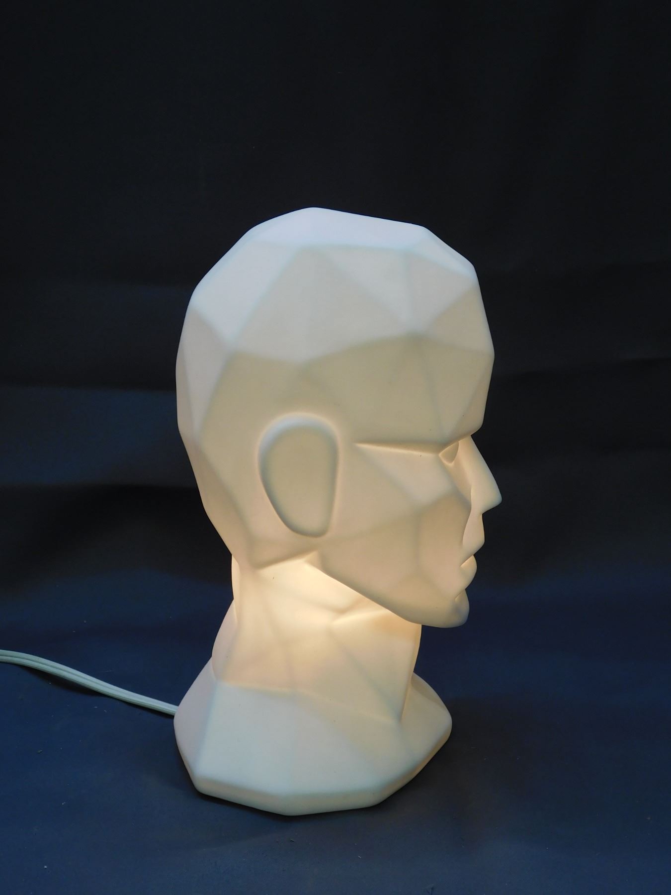 Desk Lamp Ceramic 3D Male Sculpt Cubeist Head Lamp Lofi Vaporwave