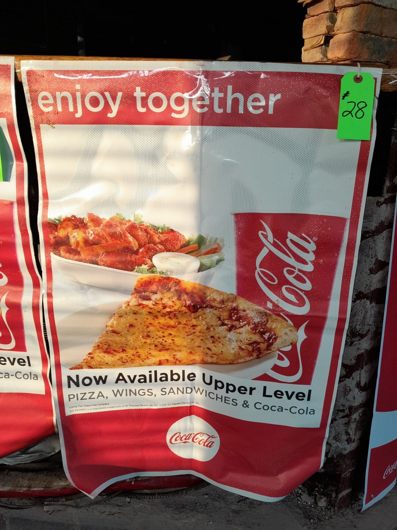 Original The Fireplace Restaurant - Coca Cola "Enjoy Together" Pizza Banner