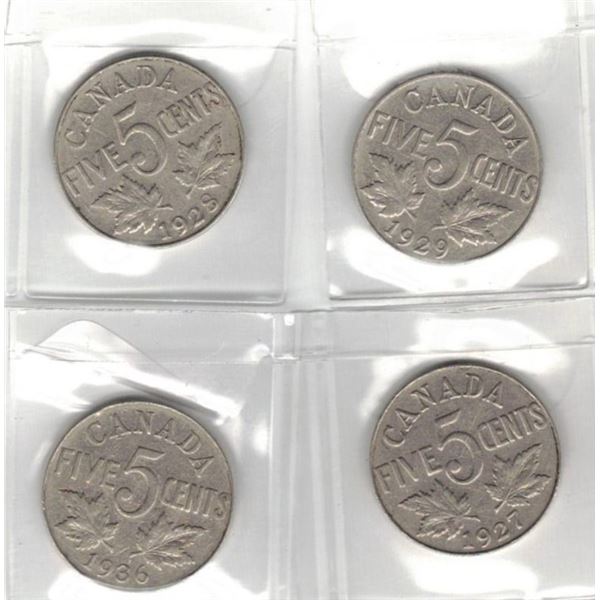 Four Canadian Nickels