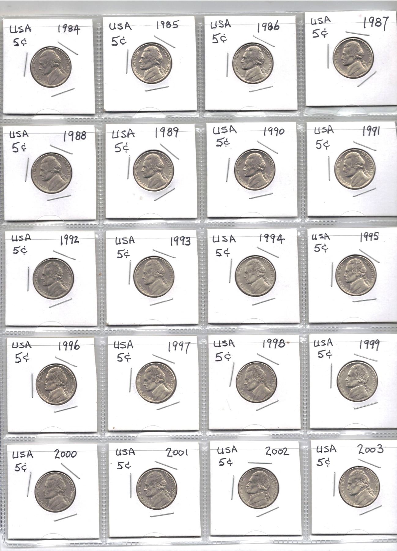 Page of USA Coins