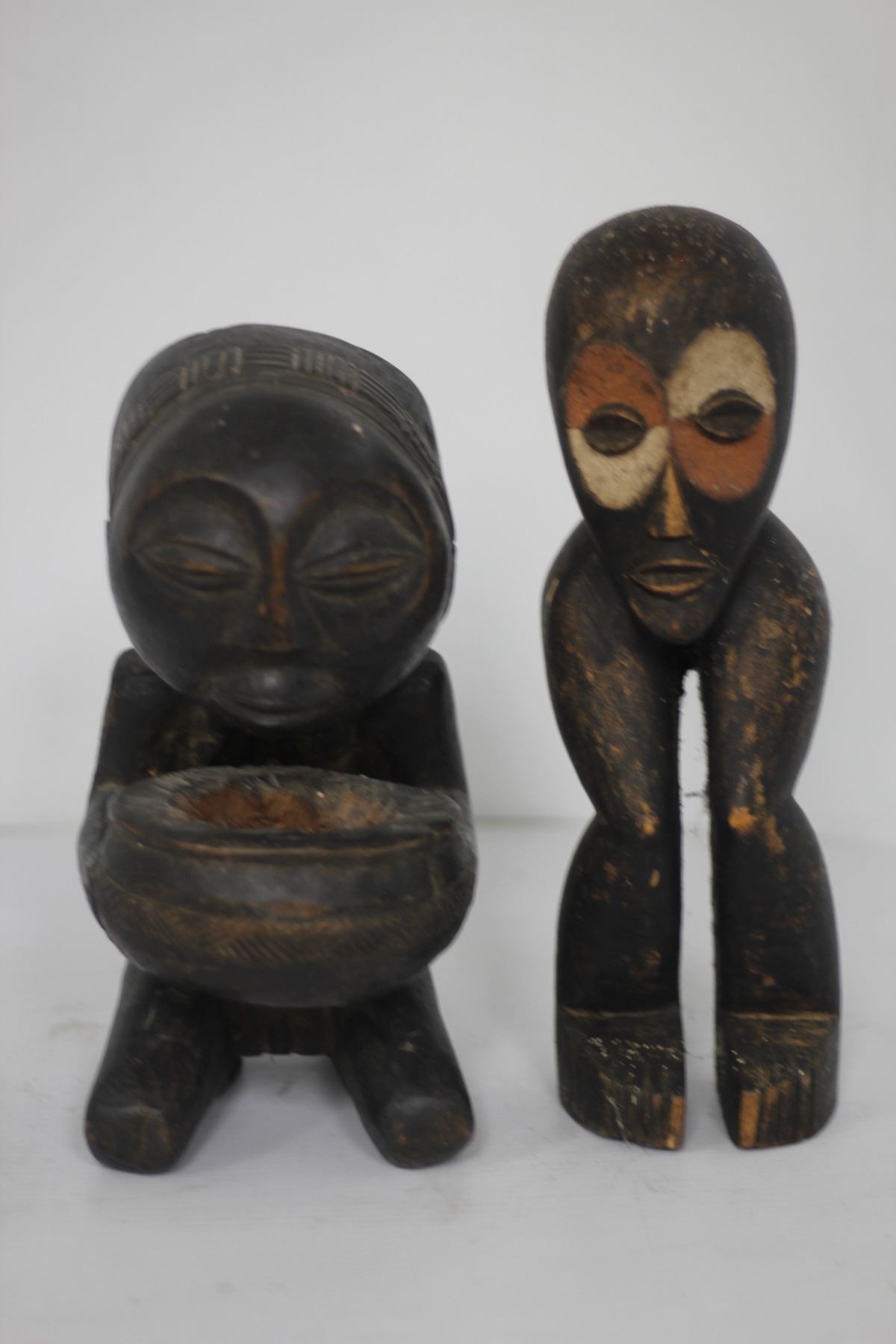 Group of 2 African sculptures - includes African Luba carved & Lega figure